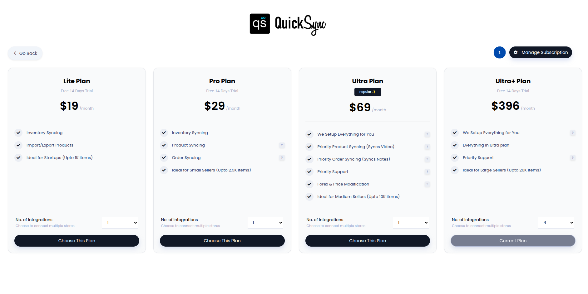 QuickSync Billing Methods & Subscription Guide